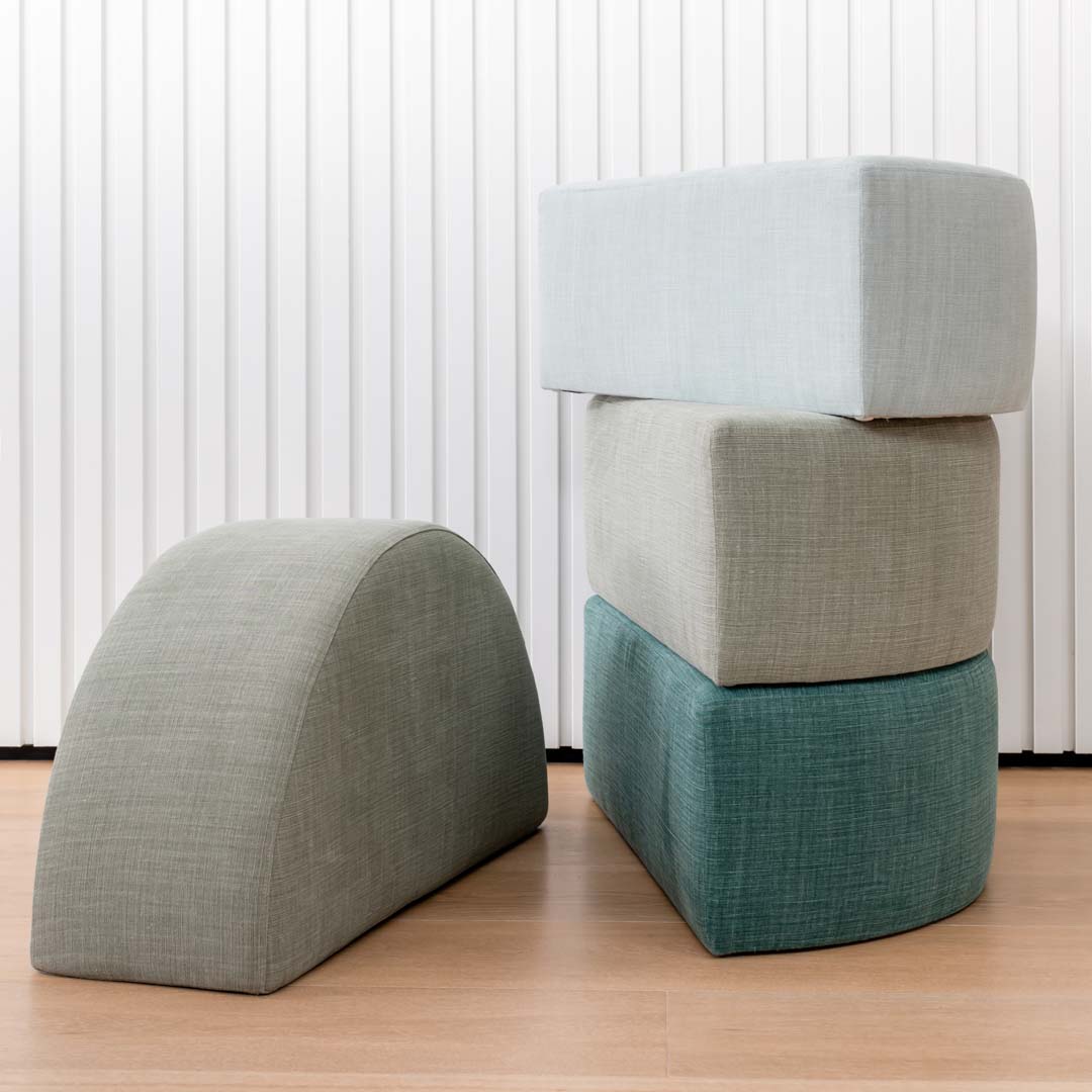 Half Moon Ottoman 32.7'' Modern Chenille Upholstered Half Crescent